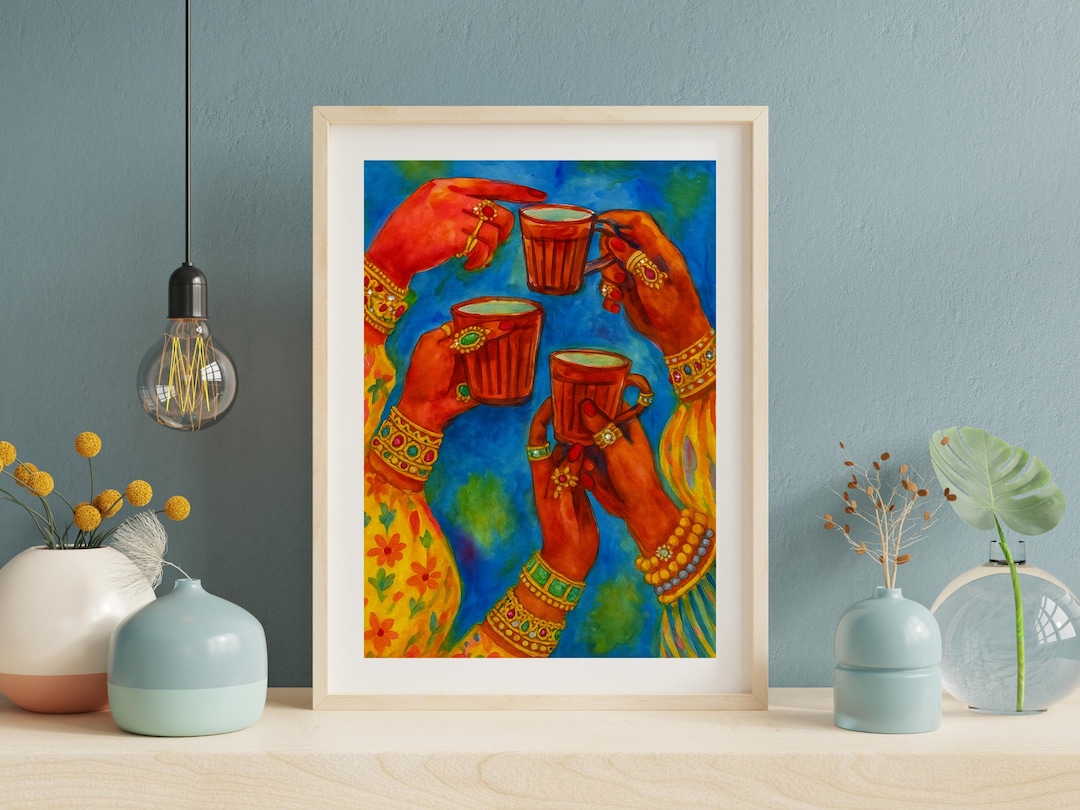 Chai & Chamak – Desi Chai Wall Art Print, Colourful Watercolour ...