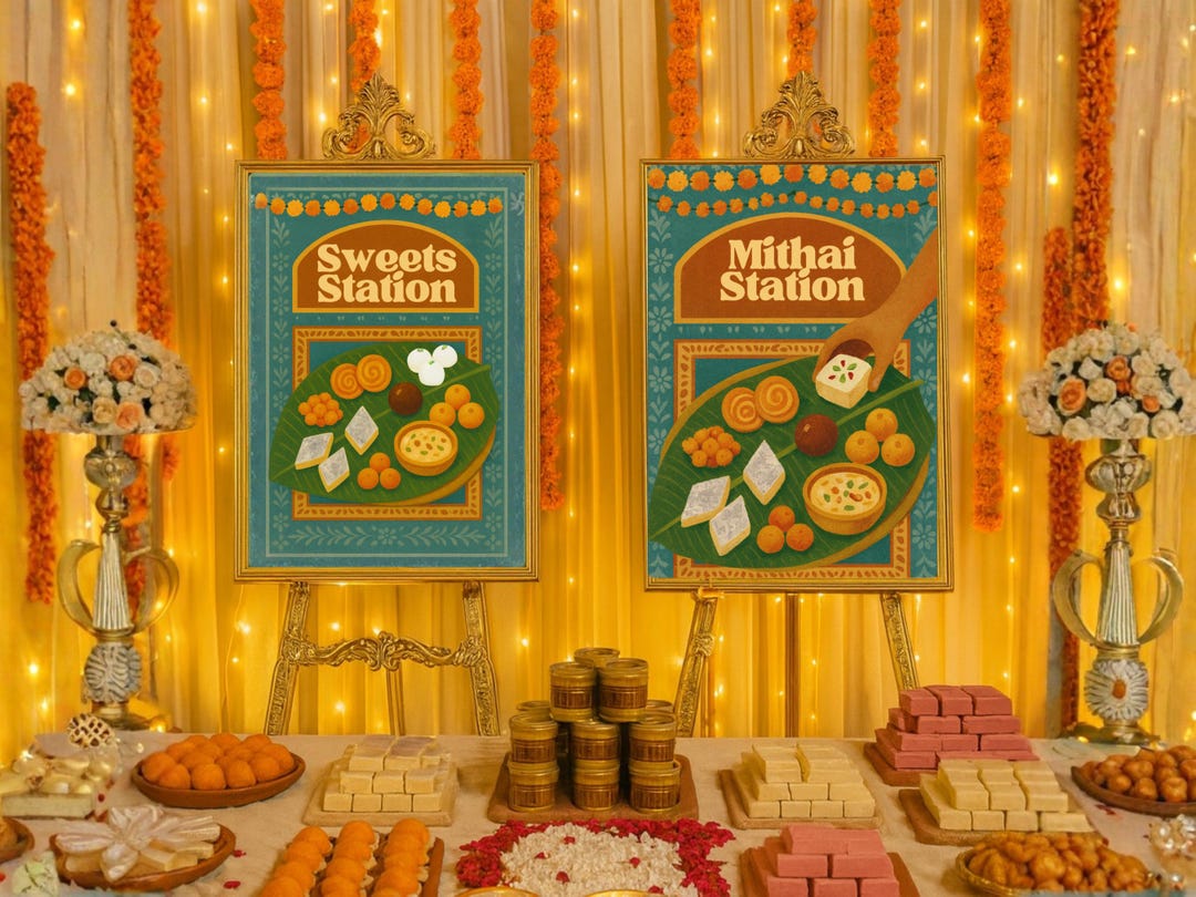 Mithai/sweets Station Poster – Mithai Station Sign: Indian Sweets Table ...