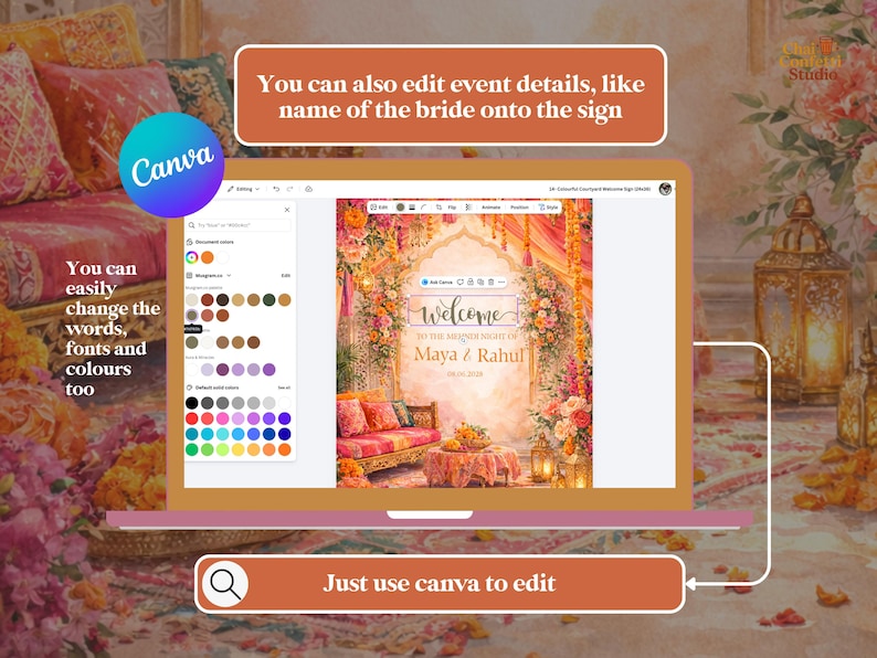 Mehndi Welcome Sign Template | Indian Wedding Welcome Poster | Henna ...