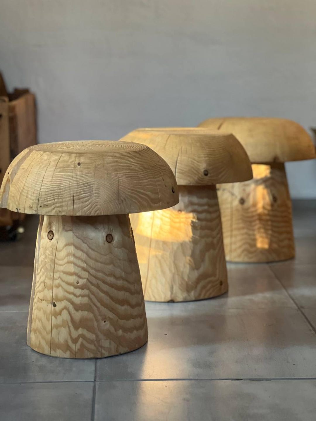 Mushroom Stools , Mushroom Ottoman Stool , Woodland Step Stool , Wooden ...