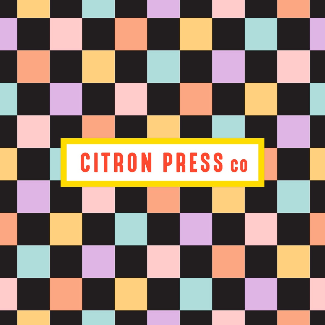 Pastel Checker Print PNG and JPG Files, Boho Seamless Pattern for ...