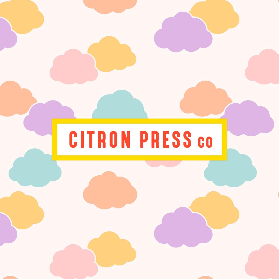 Pastel Clouds Seamless Pattern PNG and Jpg Files for Fabric Printing ...
