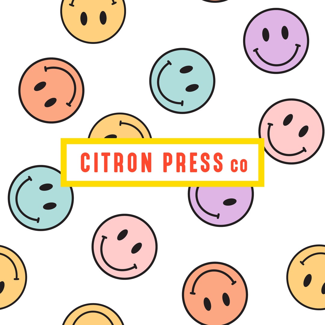 Pastel Smiley Face Seamless EPS File for Fabric Printing, Vector File ...