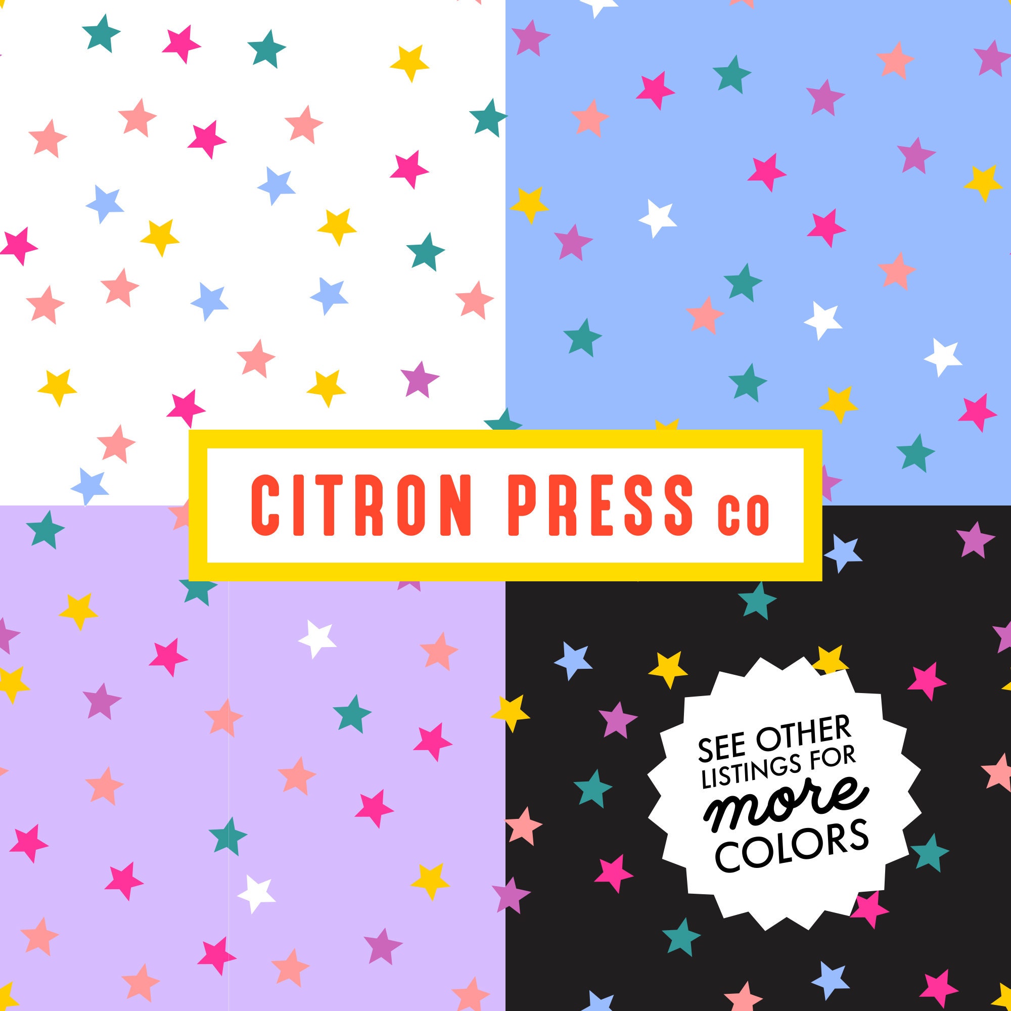 Rainbow Star Digital Paper for Kids, Colorful Stars Seamless Pattern ...