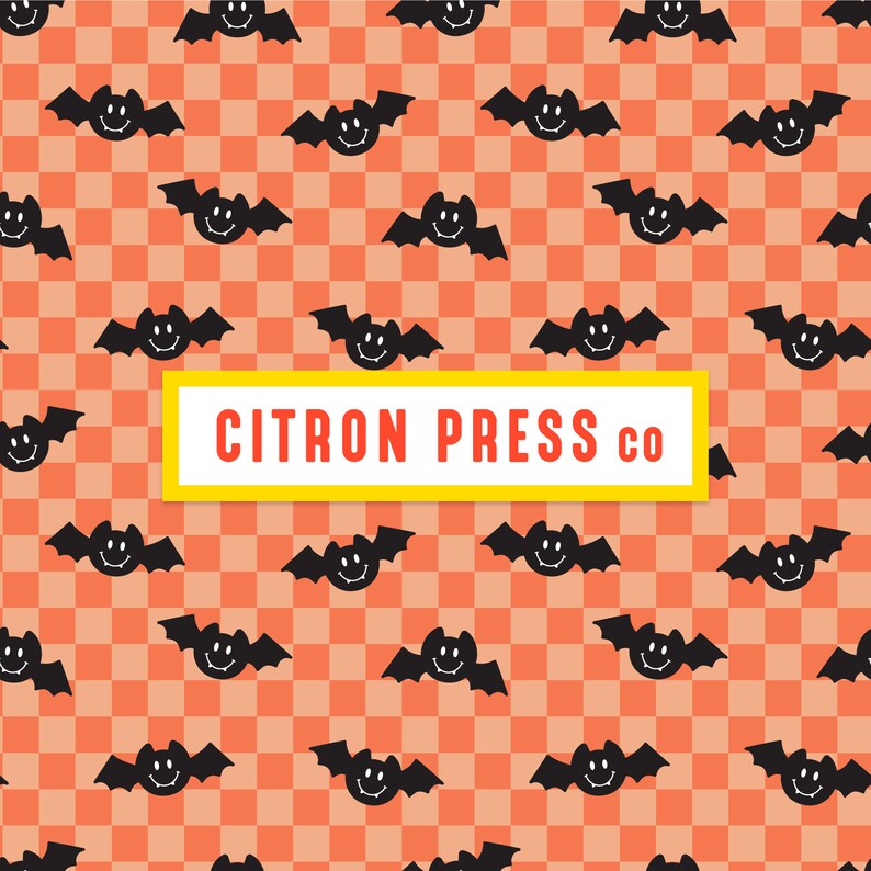 Smiley Face Halloween Bats Seamless Pattern, Cute Halloween Png and Jpg ...