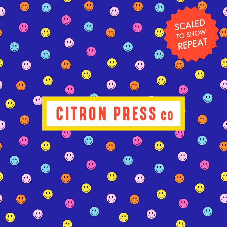 Happy Face Polka Dot Seamless PNG and Jpeg File for Fabric Printing ...