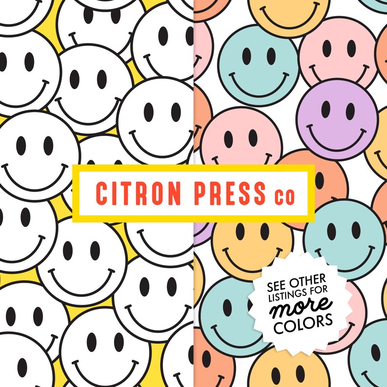 Pastel Smiley Face Seamless PNG and Jpeg File for Fabric | Etsy