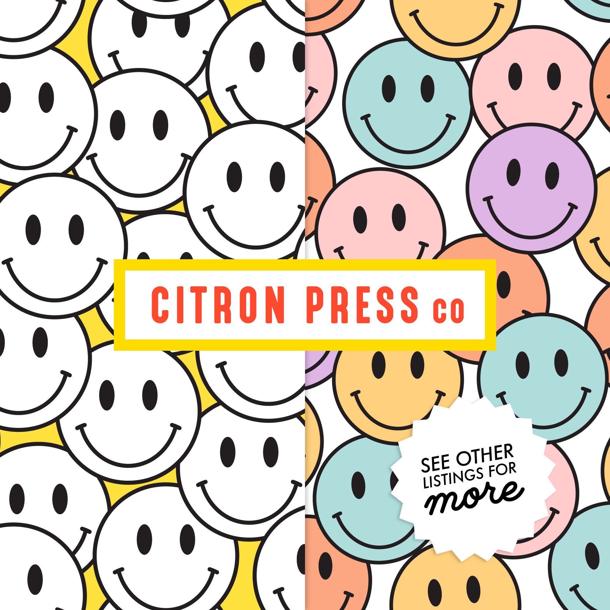Happy Face Polka Dot Seamless PNG and Jpeg File for Fabric Printing ...