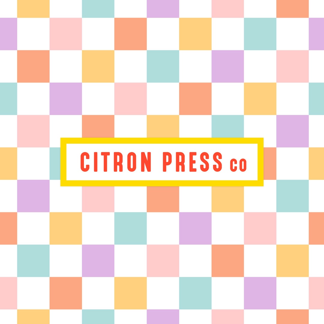 Pastel Checker Print PNG and JPG Files, Boho Seamless Pattern for ...