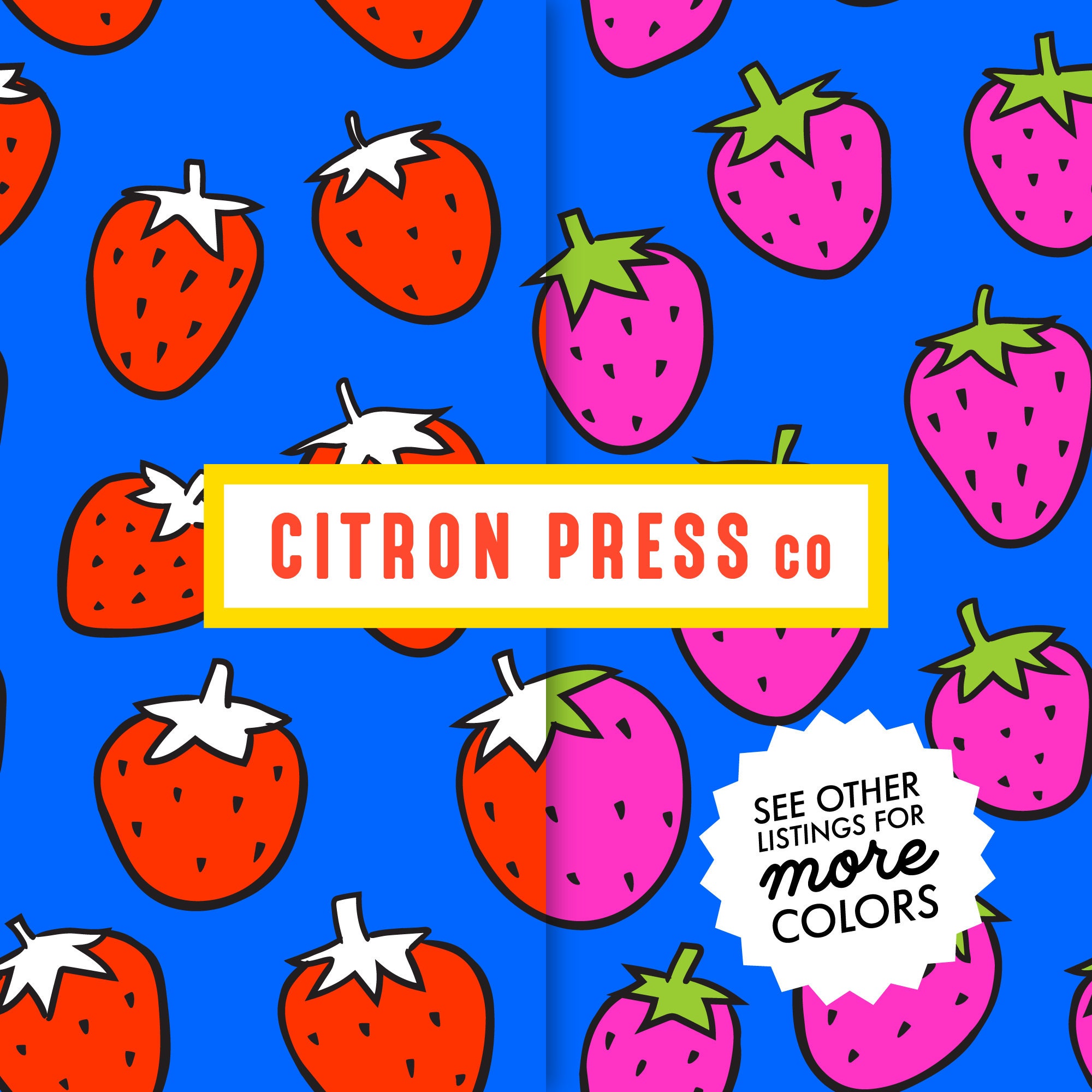 Pink Strawberry Print Seamless Pattern for Fabric Printing, PNG and ...