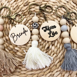 Boho Keychain, Tassle Keychain, Initial Keychain, Custom Name Keychain ...
