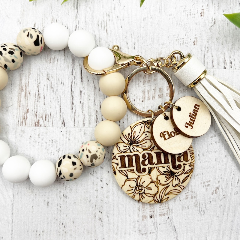 Wood Bead Keychain - Etsy