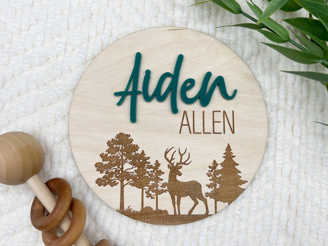 Mountain Birth Announcement Sign, Forest Baby Disc, Hunting Baby Boy ...