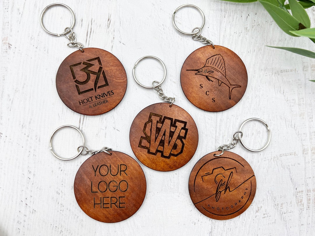 Custom Wood Keychain With Company or School Logo or Design of Your ...