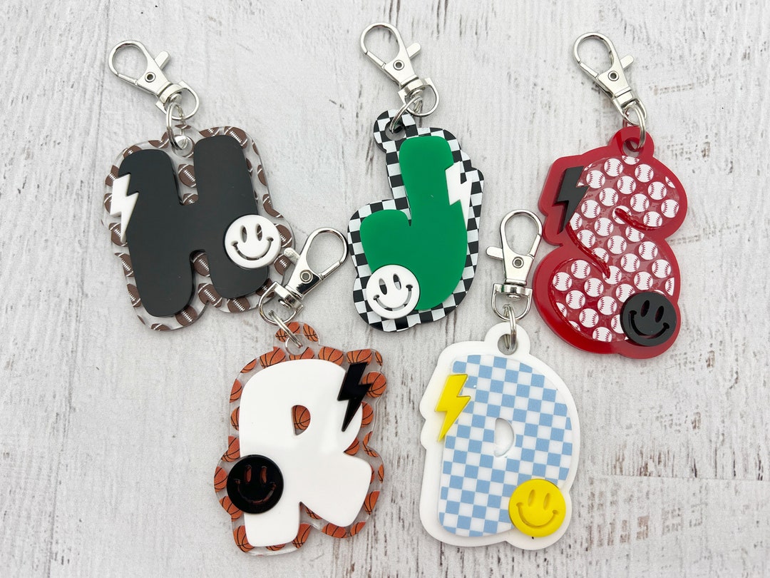 Backpack Name Tag, Letter Charm, Back to School, Sports Bag Tag, Custom ...