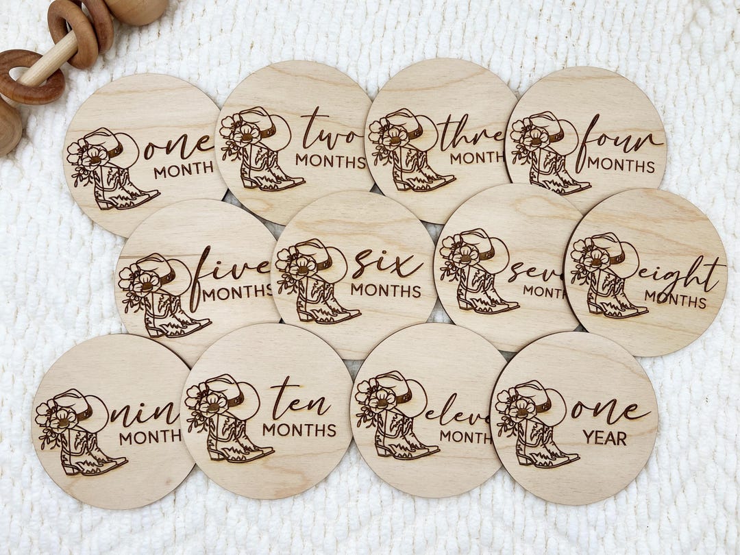 Cowgirl Monthly Milestone Marker for Baby, Newborn Photo Prop, Cowgirl ...