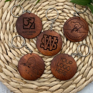 Custom Wood Keychain With Company or School Logo or Design of Your ...