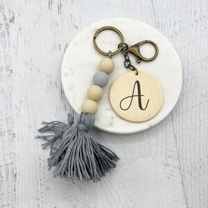 Boho Keychain, Tassle Keychain, Initial Keychain, Custom Name Keychain ...