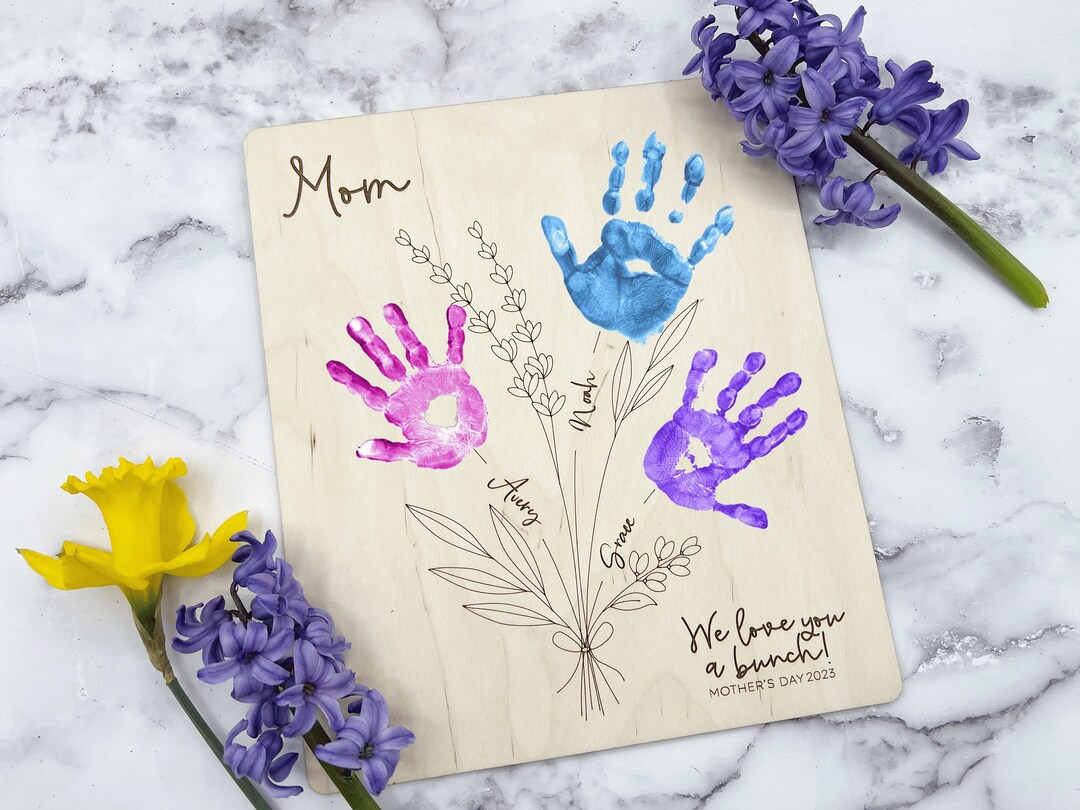 Mother's Day Handprint Sign, Handprint Art for Mom, Flower Craft ...