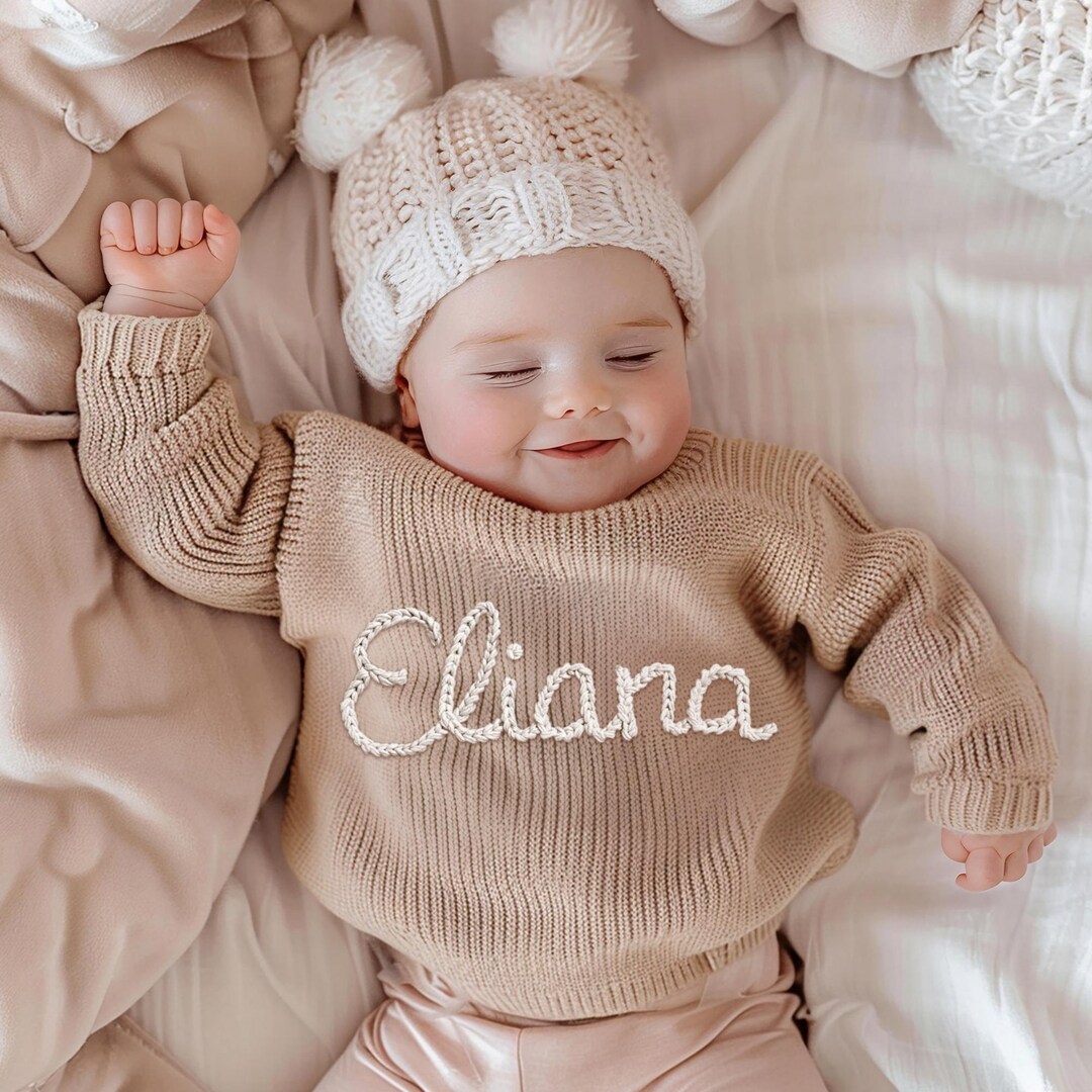 Personalized Name Baby Sweater/custom Hand Embroidered Baby Knit ...