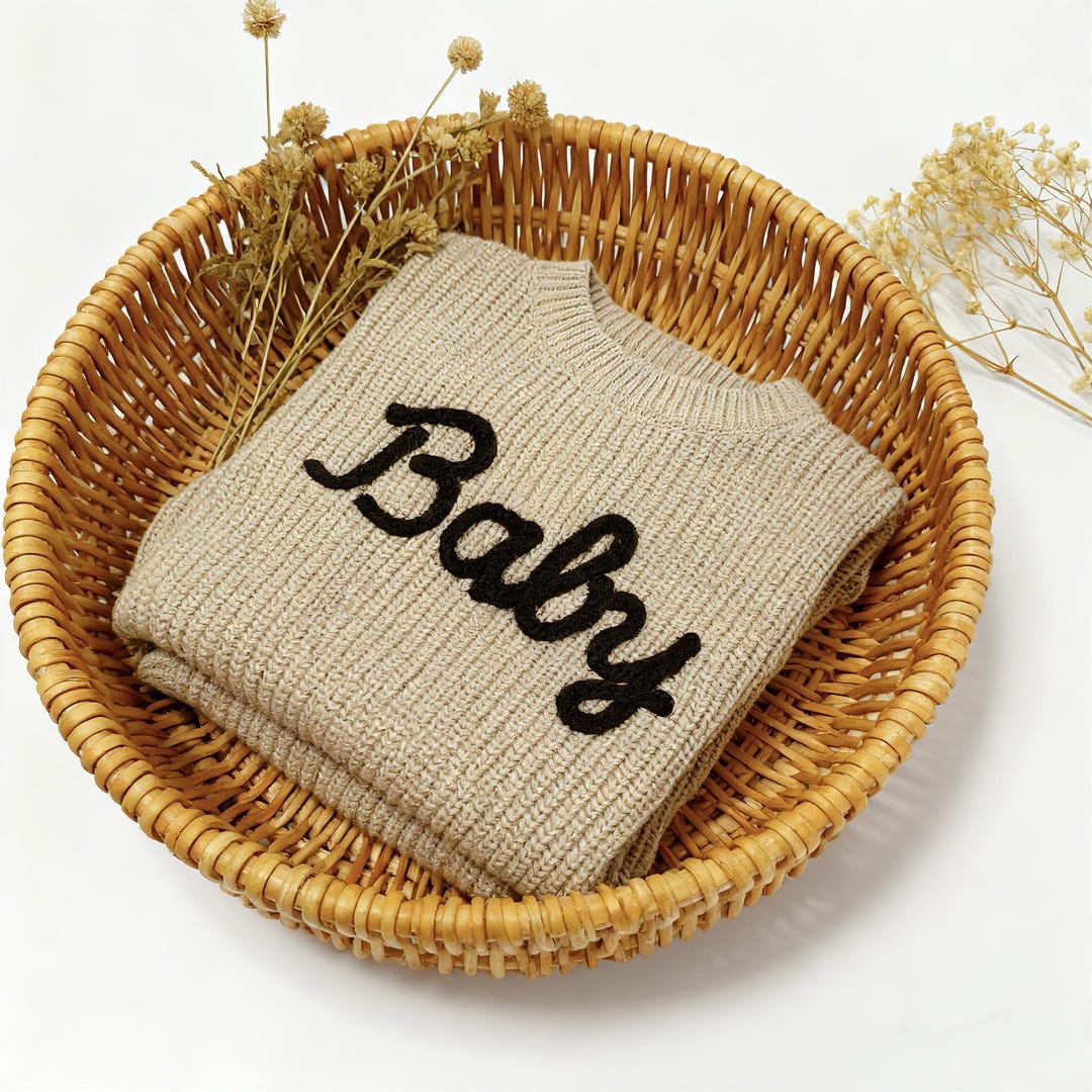 Personalized Hand Embroidered Name Baby Sweater - Etsy