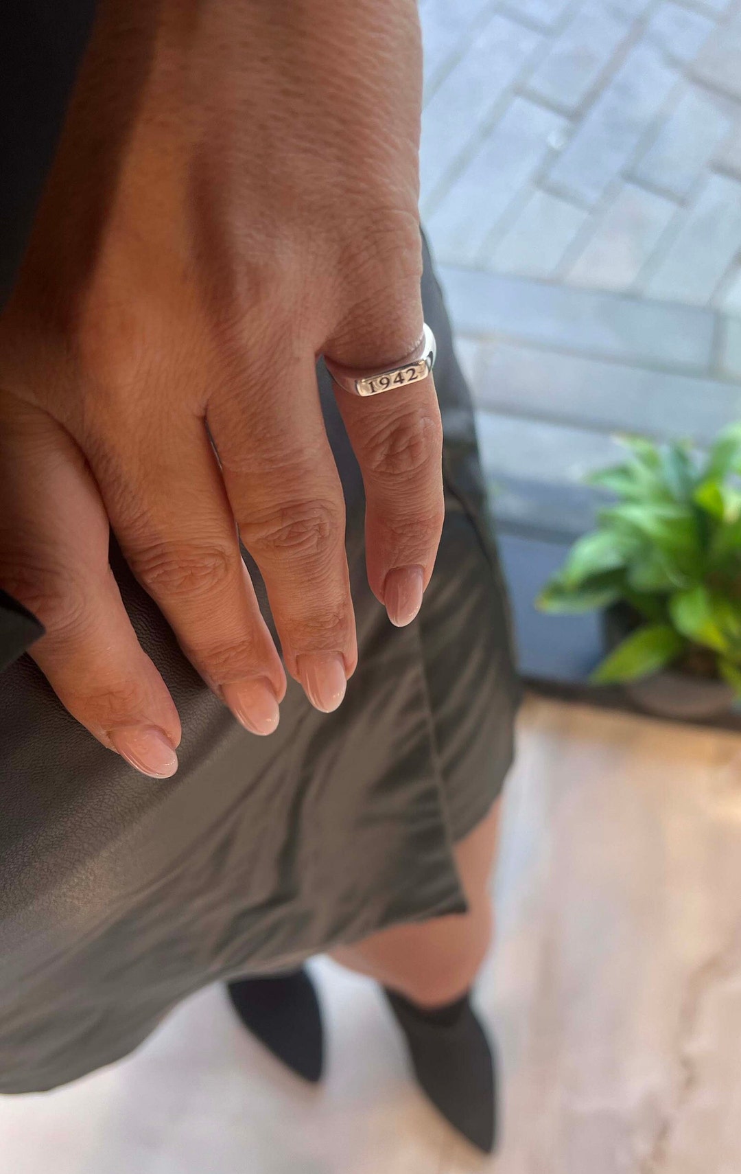 Year Date Number Engraved Ring Sterling Silver 925 Solid 14K Gold ...