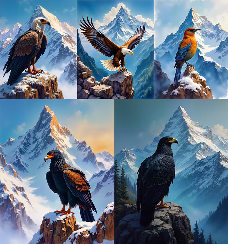Set of 5 Birds Vivid Realistic Style, Digital Download, Bedroom Decor ...