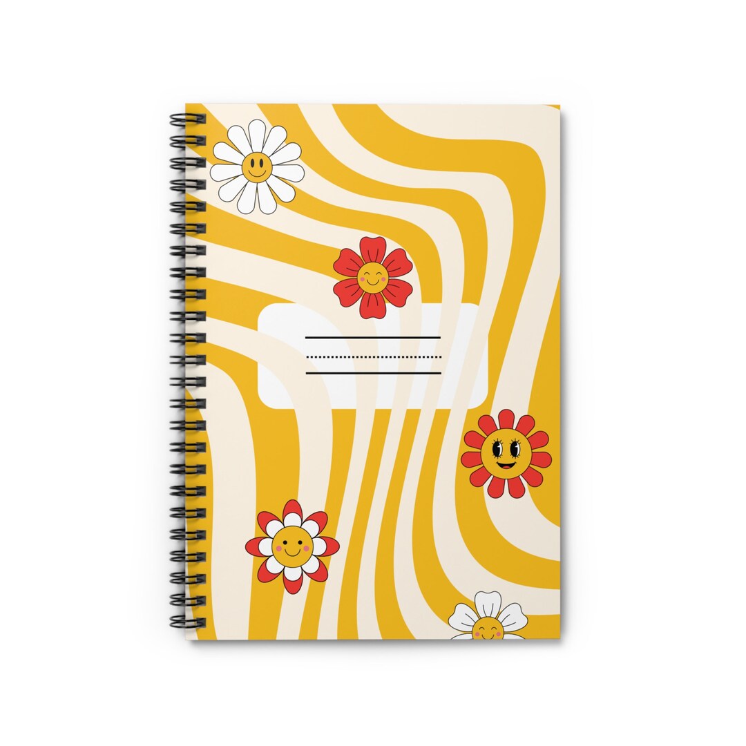 Groovy Spiral Notebook, Back to School Funky Notebook, Cute Flower ...