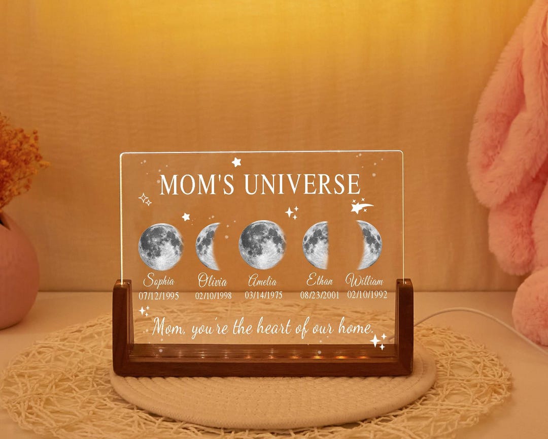 Personalized Moon Phase Light With Kids Names,personalised Mom Moon ...