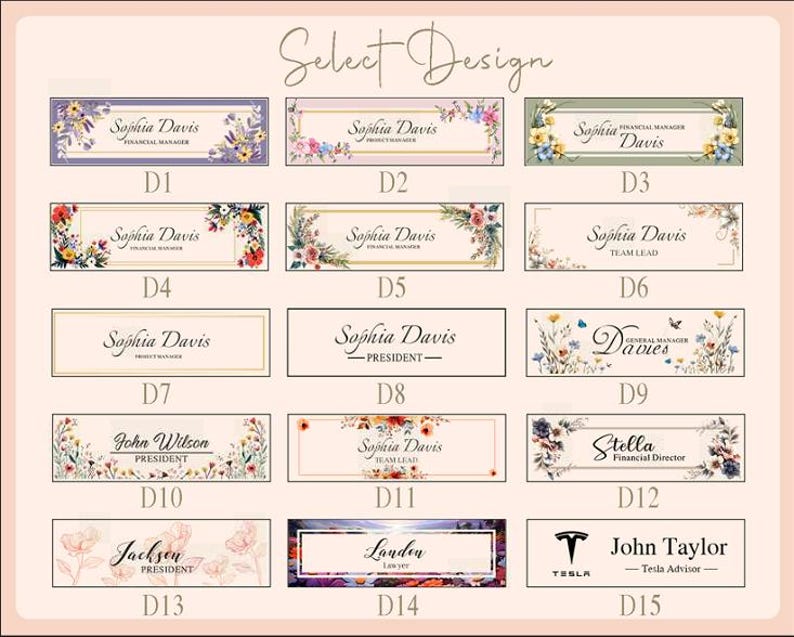 Custom Acrylic Desk Name Plate | Floral Desk Plaque | Personalized ...