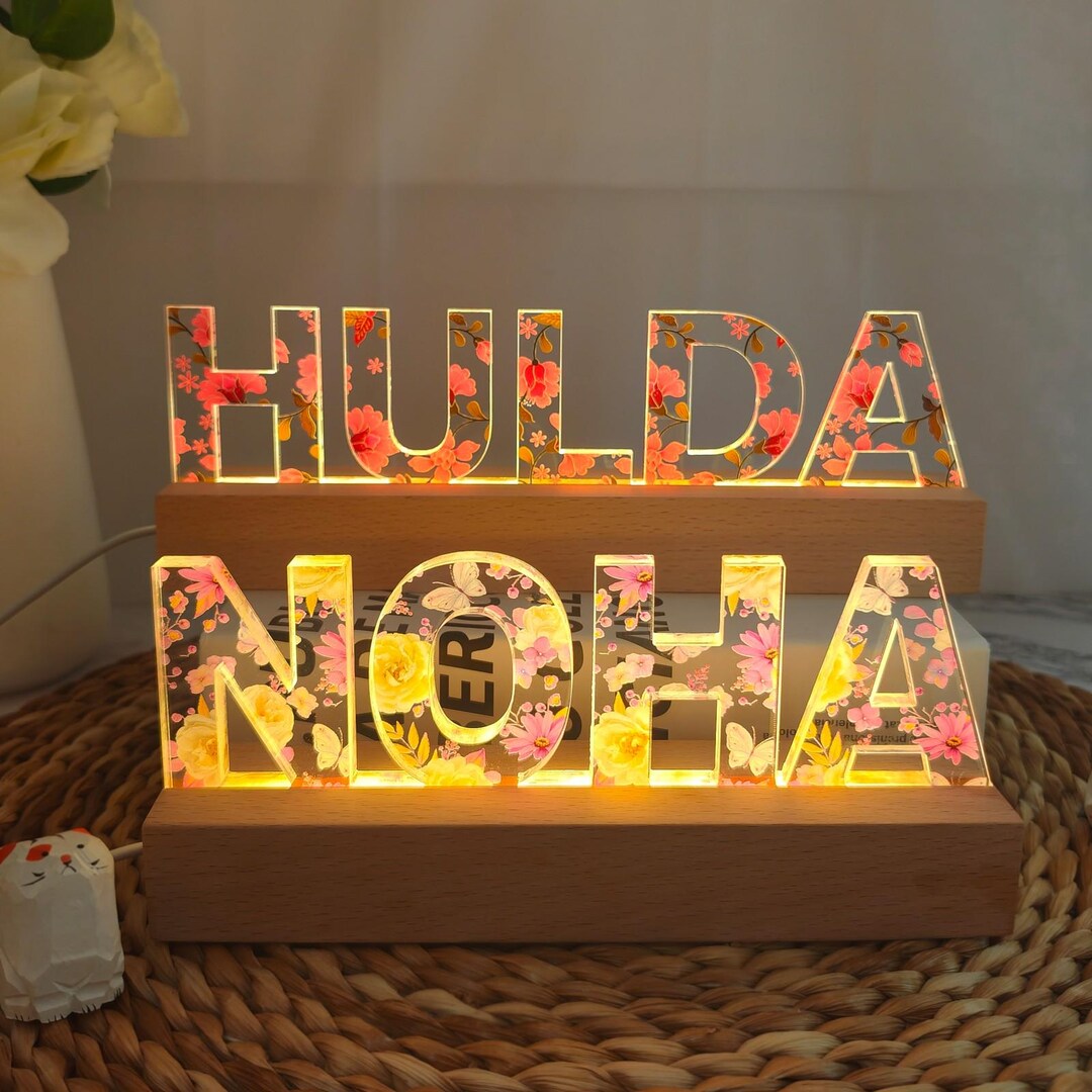 Personalized Floral LED Name Light, Custom Table Decor - Etsy