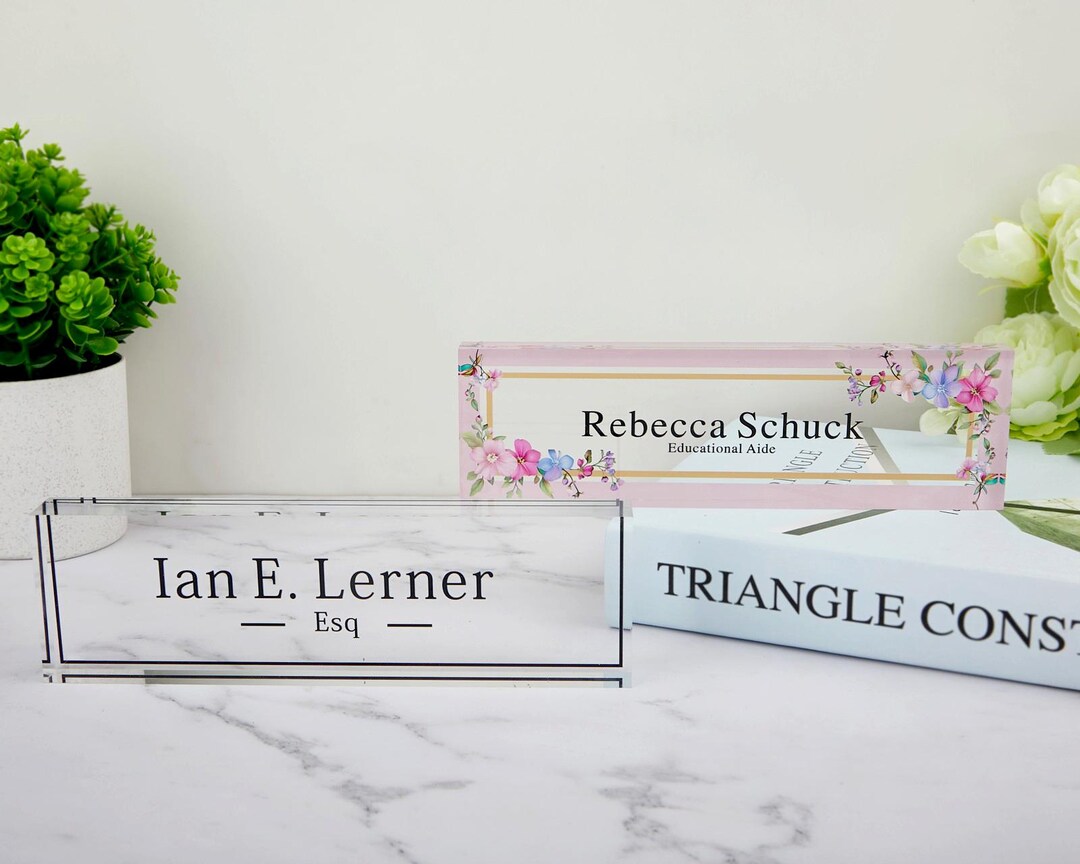 Personalized Acrylic Desk Name Plate, Custom Office Decor - Etsy