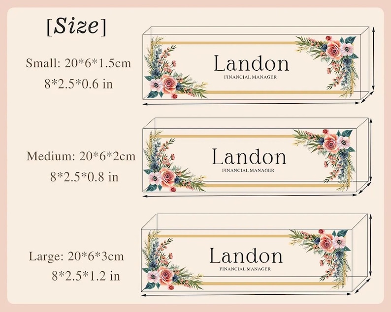 Custom Acrylic Desk Name Plate | Floral Desk Plaque | Personalized ...