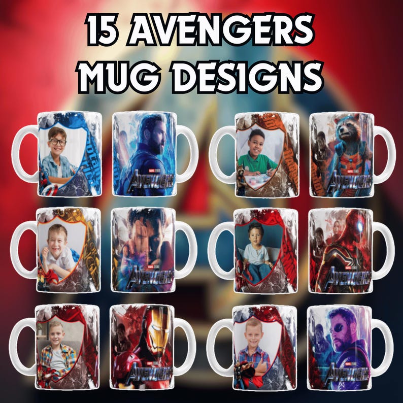 Avengers PNG Mugs Avengers Bundle Super Heroes Digital Set Clipart ...
