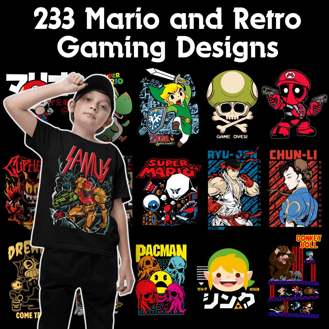 Mario and Video Games Designs Bundle Mario & Video Game Character T ...