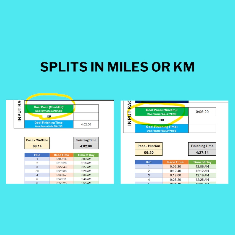 Printable Marathon Pace Bands With Custom Pace Finish Time Calculator ...