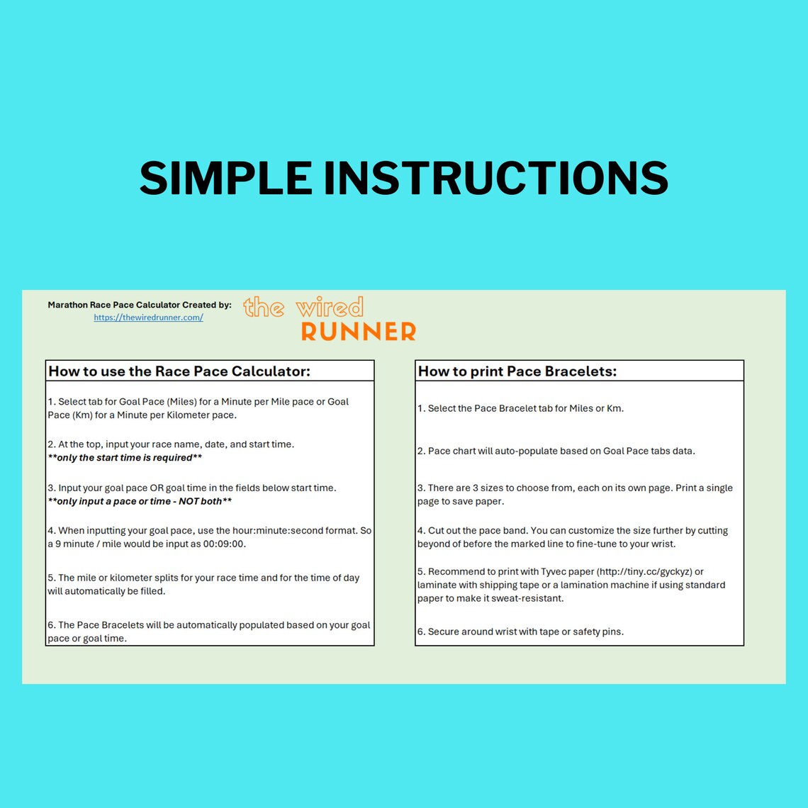 Printable Marathon Pace Bands With Custom Pace Finish Time Calculator ...