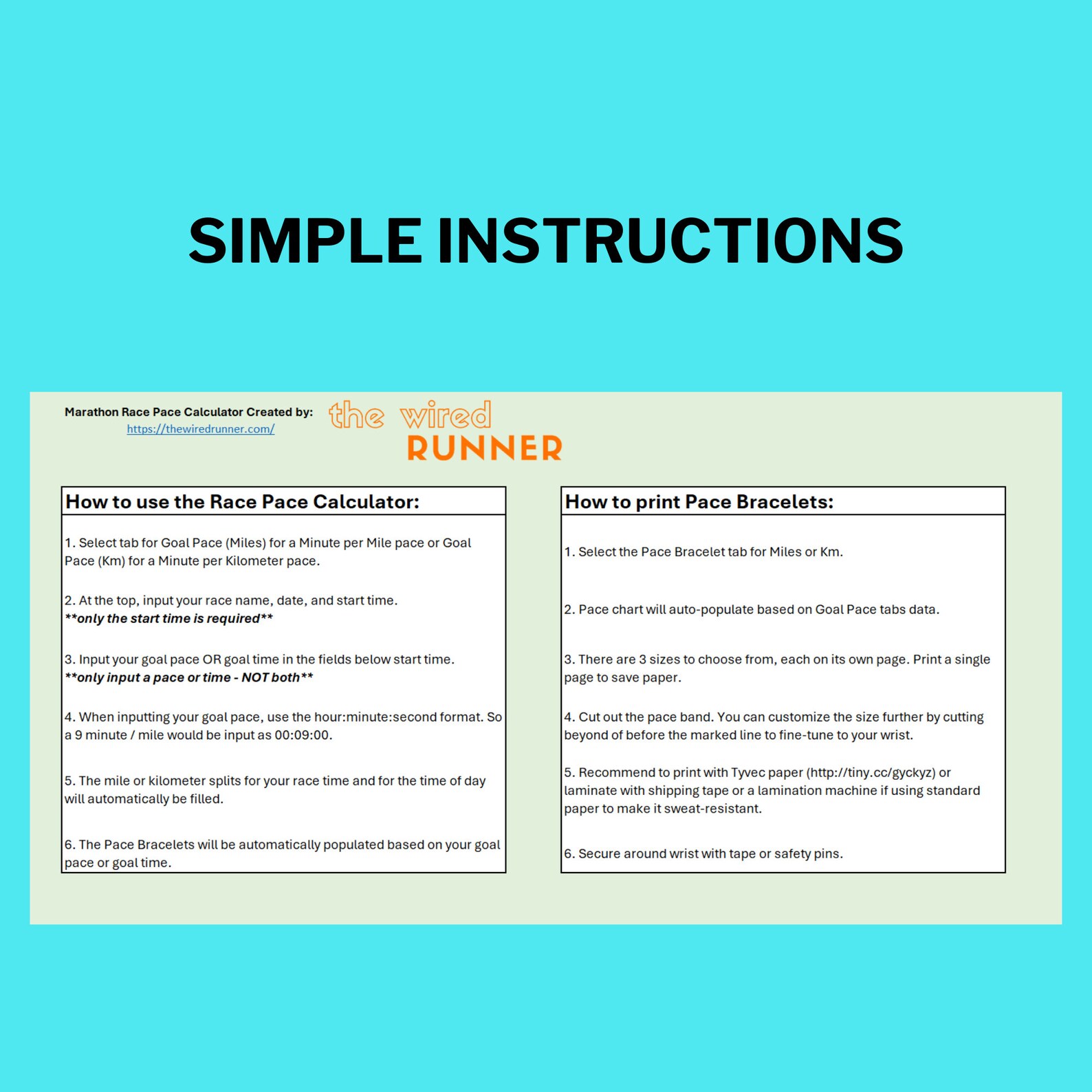 Printable Marathon Pace Bands With Custom Pace Finish Time Calculator ...
