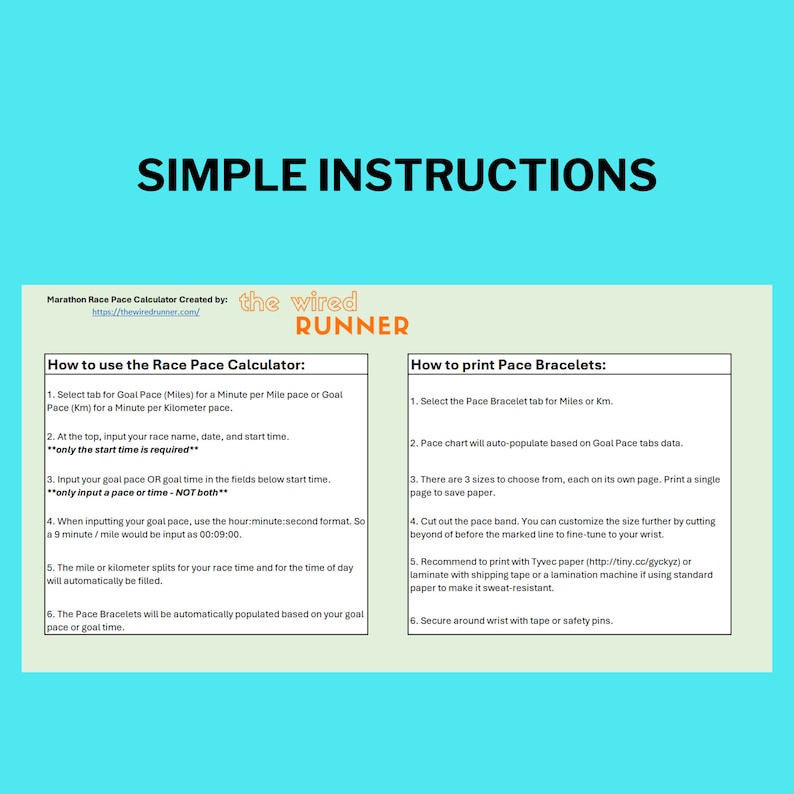 Printable Marathon Pace Bands With Custom Pace Finish Time Calculator ...