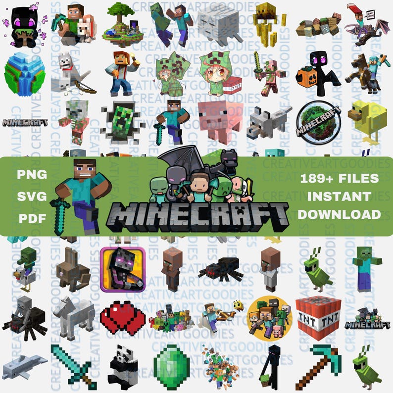 63 Designs Minecraft SVG PNG PDF Bundle | Pixel Art Vector Clipart ...