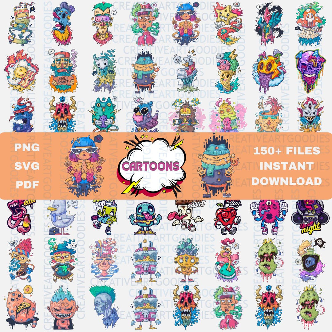 Cartoon SVG PNG PDF Bundle | Animated Series Vector Art | Classic and ...