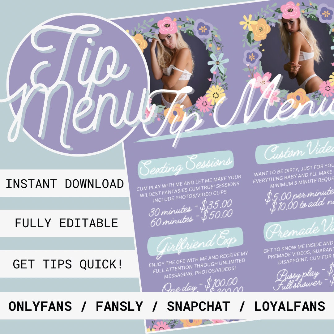 Onlyfans Tip Menu, Pastel Floral, Editable Tip Menu, Customizable Canva ...