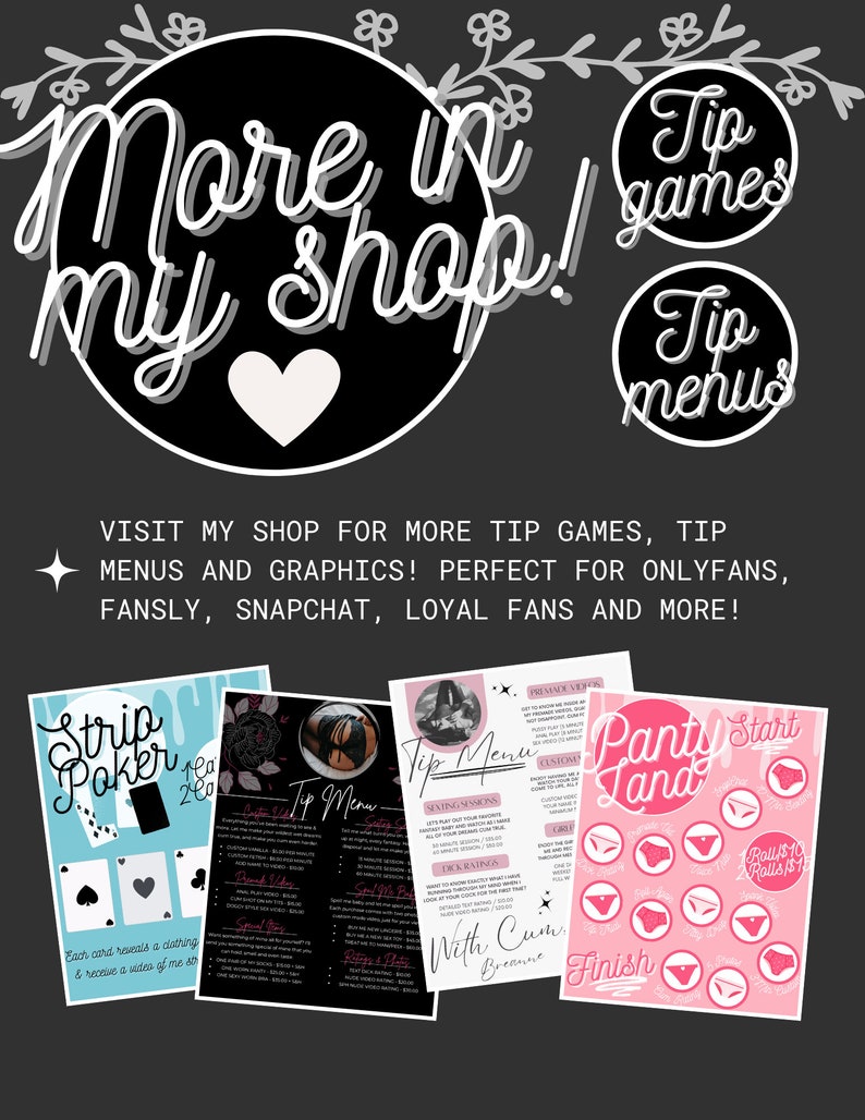 Onlyfans Tip Menu, Instant Download, Black and White, Editable Tip Menu ...