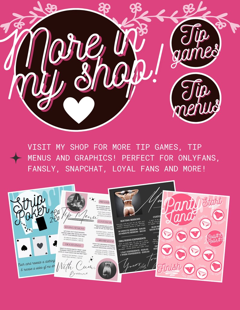Onlyfans Tip Menu, Instant Download, OF Tip, Black and Pink Floral, Editable Tip Menu ...