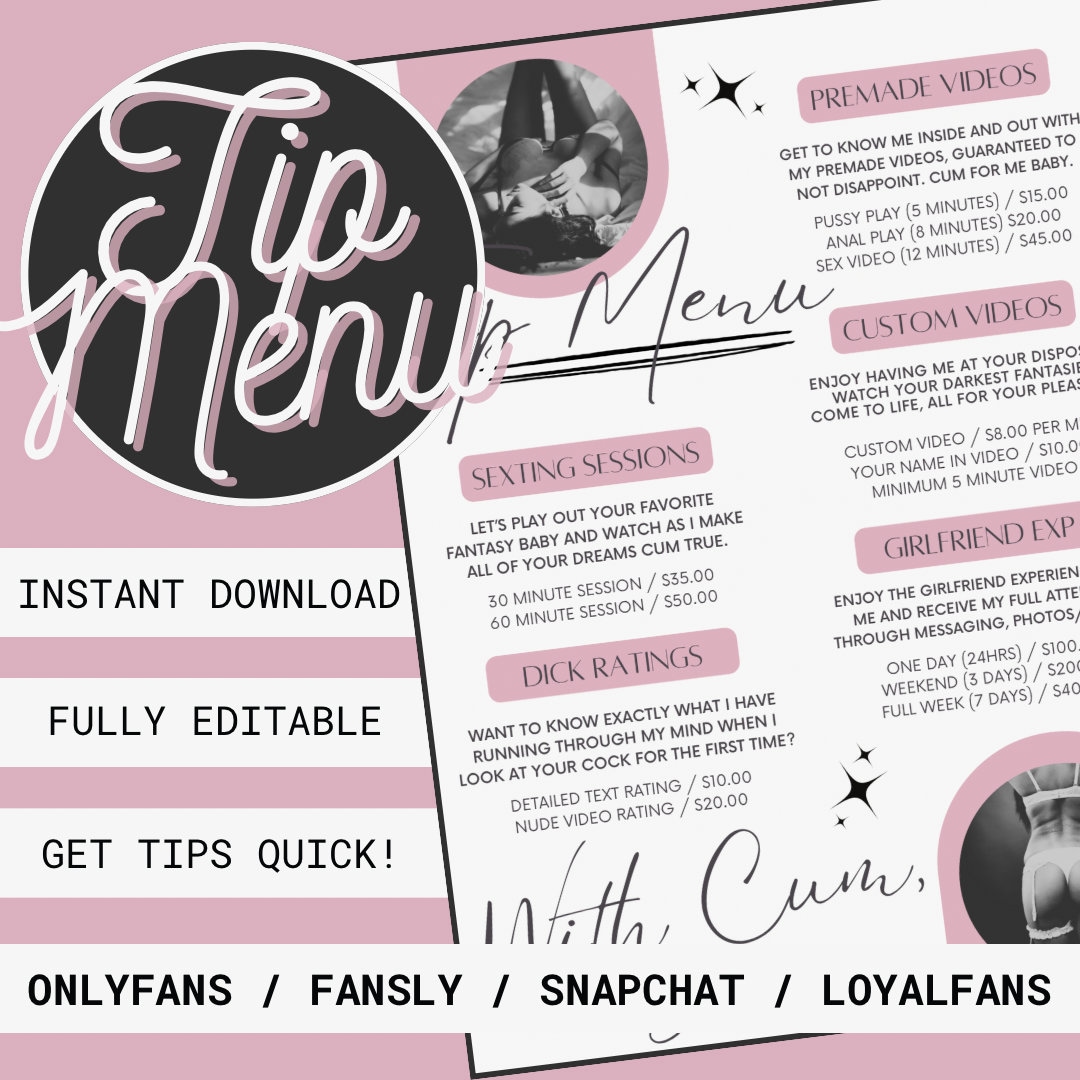 Onlyfans Tip Menu, Pink and White, Editable Tip Menu, Customizable ...