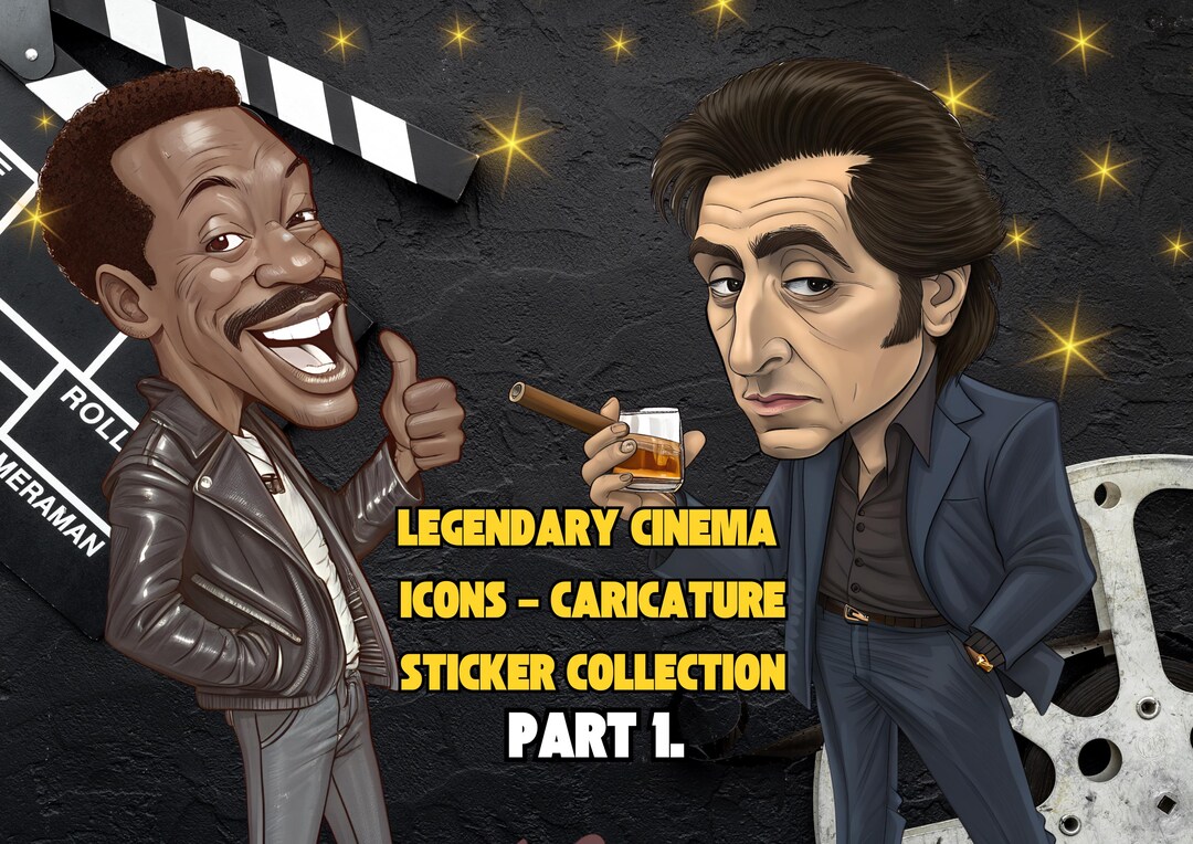 Movie Legends Caricature Sticker Collection: Famous Cinema Icons ...