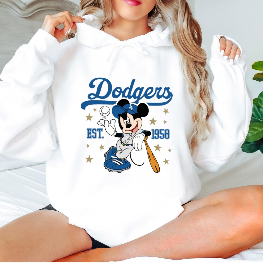 Mickey Mouse Dodgers 1958 Baseball Hoodie, Mickey Baseball Hoodie ...