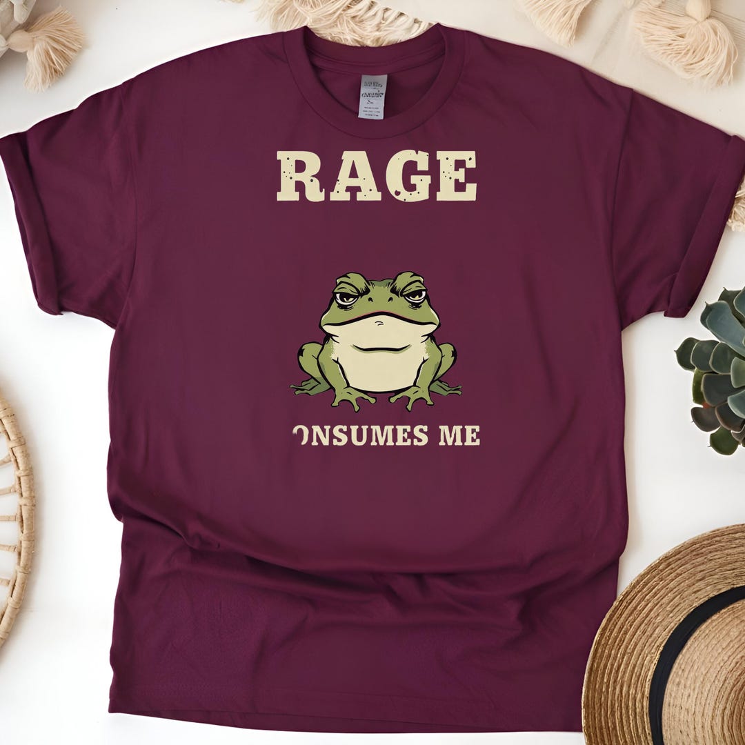 Distressed Existential Frog Rage Meme T-shirt Military Font Absurdist ...