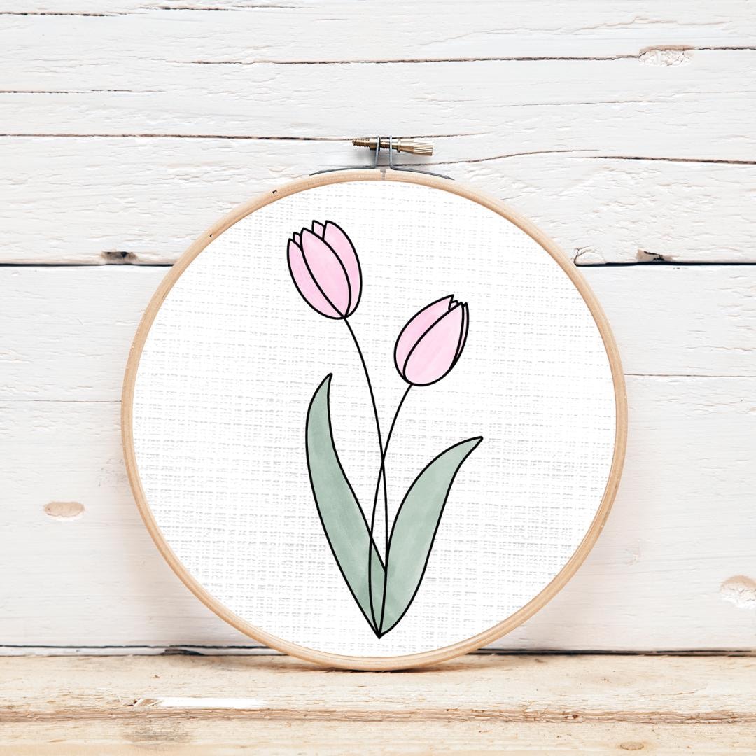 Tulip Embroidery Pattern - Etsy
