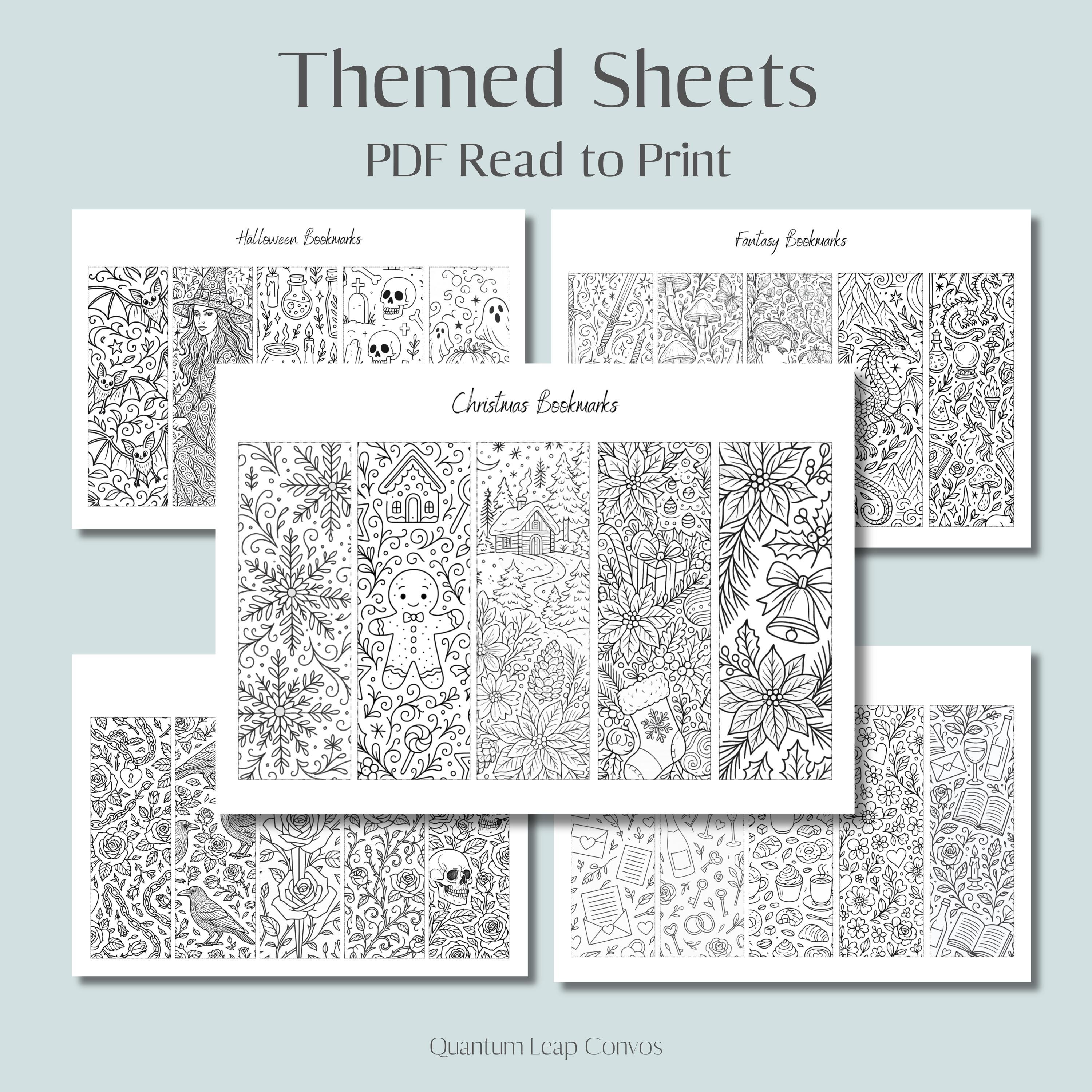 35 Printable Coloring Bookmarks Bundle • Bookish PDF + PNG • Instant ...